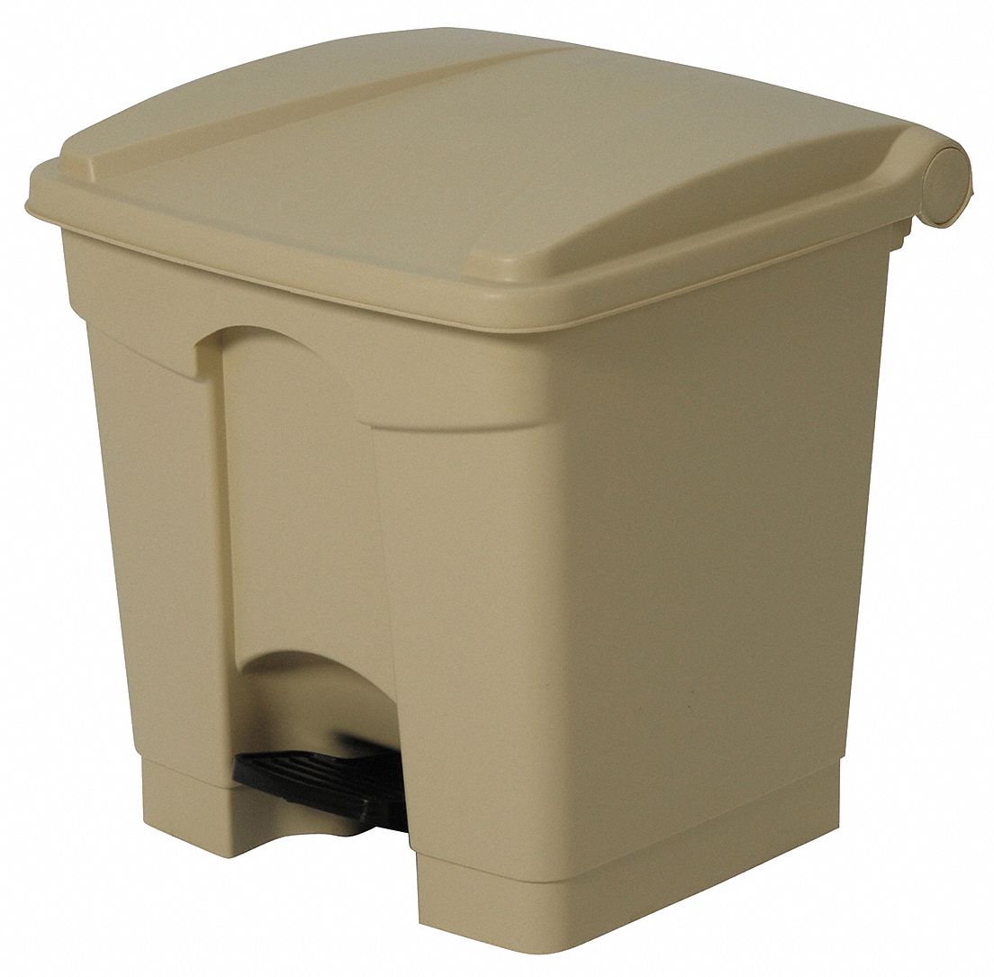 GRAINGER, Plastic, 8 gal Capacity, Step-On Trash Container - 6GAJ5 ...