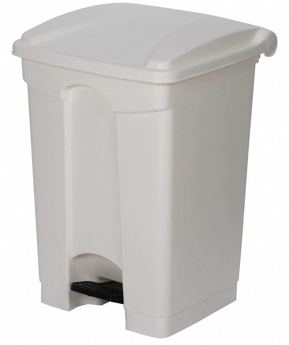 GRAINGER, Plastic, 12 gal Capacity, Step-On Trash Container - 6GAK0 ...