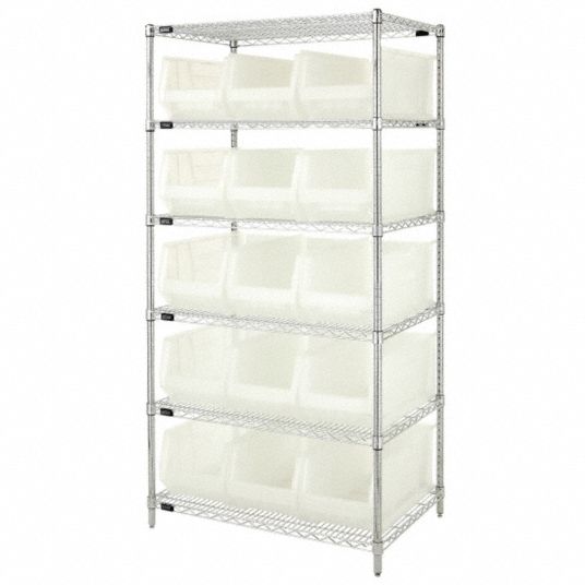QUANTUM STORAGE SYSTEMS, 36 in x 24 in x 74 in, 1 Sided, Bin Shelving ...