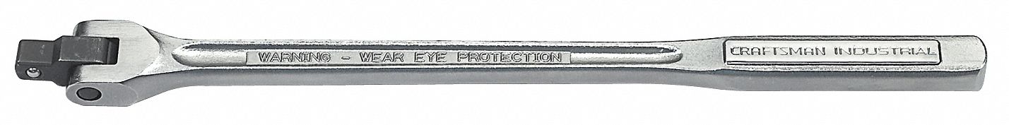 Flex Handle, Overall Length 15 in, Drive Size 1/2 in, Steel, Chrome ...