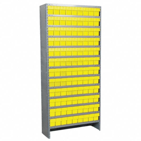 AKRO-MILS, 36 in x 12 in x 79 in, 1 Sided, Enclosed Bin Shelving ...