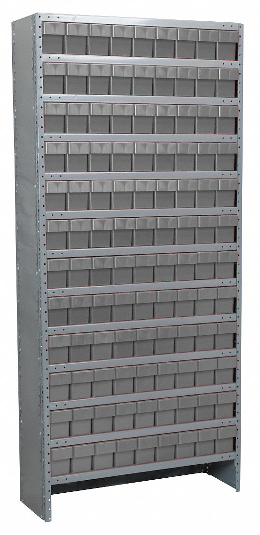 AKRO-MILS, 36 in x 12 in x 79 in, 1 Sided, Enclosed Bin Shelving ...