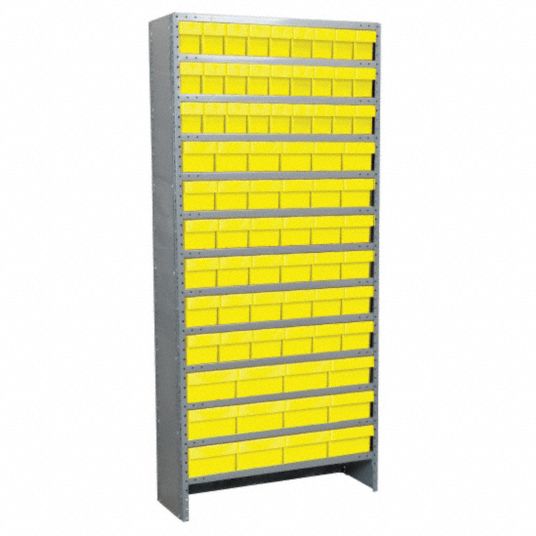 AKRO-MILS, 36 in x 12 in x 79 in, 1 Sided, Enclosed Bin Shelving ...