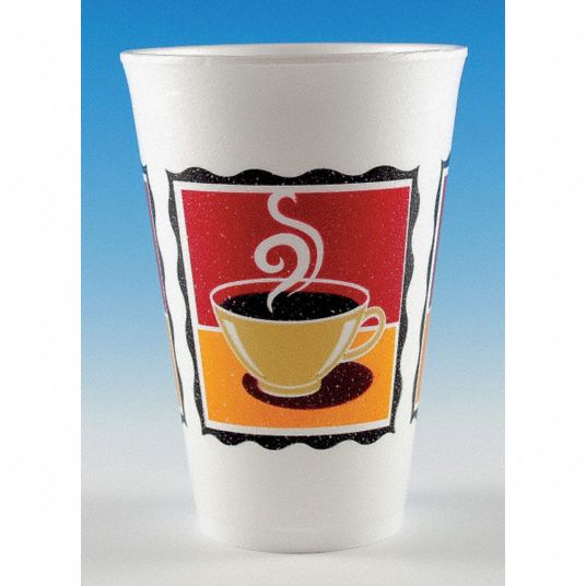 White, Foam, Disposable Hot/Cold Cup - 6GEE3|219870 - Grainger