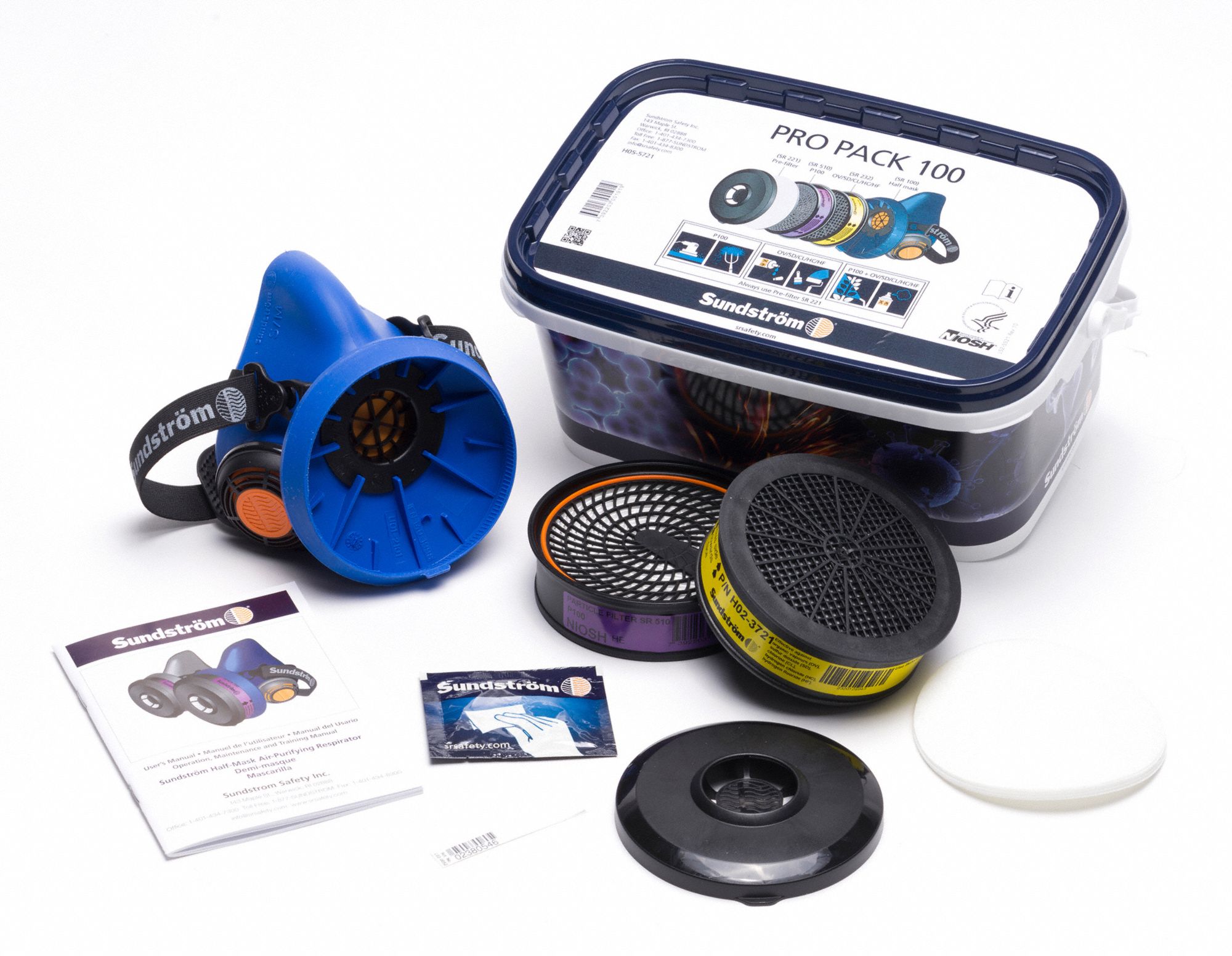 SUNDSTROM SAFETY Half Mask Respirator Kit: 2 Cartridges Included ...