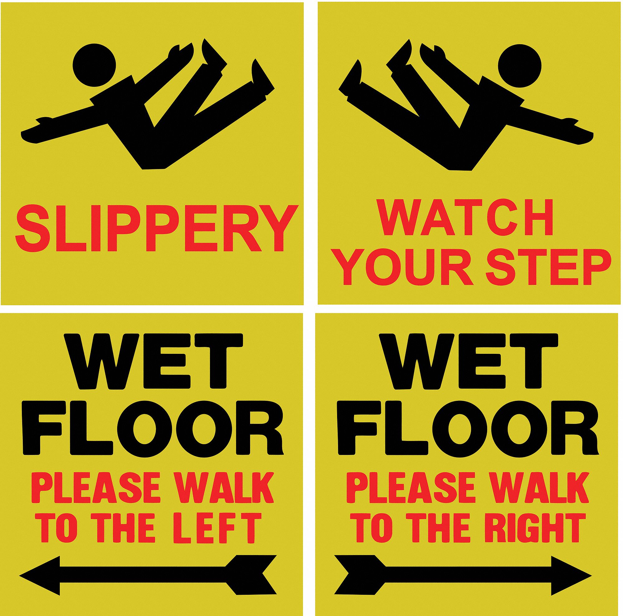 TOUGH GUY Floor Safety Sign: Plastic, Adhesive Sign Mounting, 8 in x 8 ...