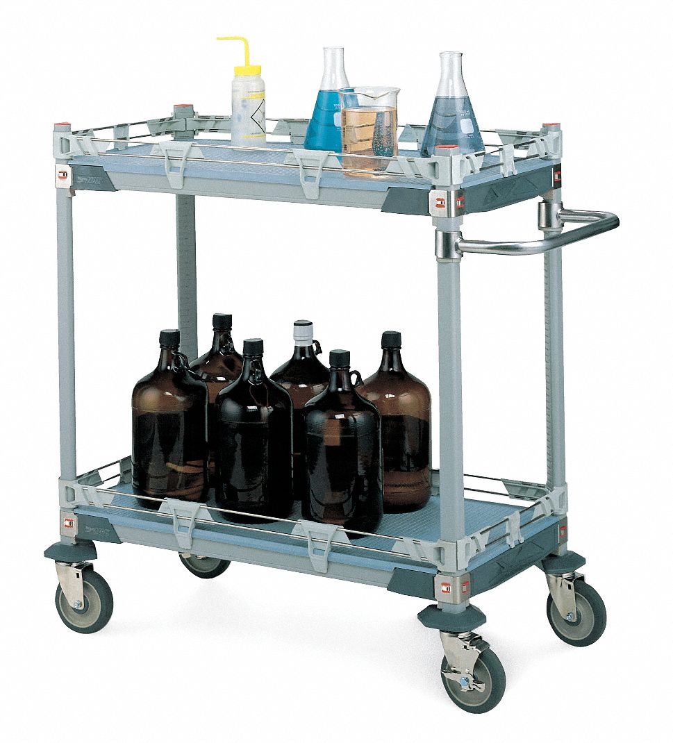 METRO Chemical-Resistant Utility Cart with Antimicrobial Lipped Plastic ...