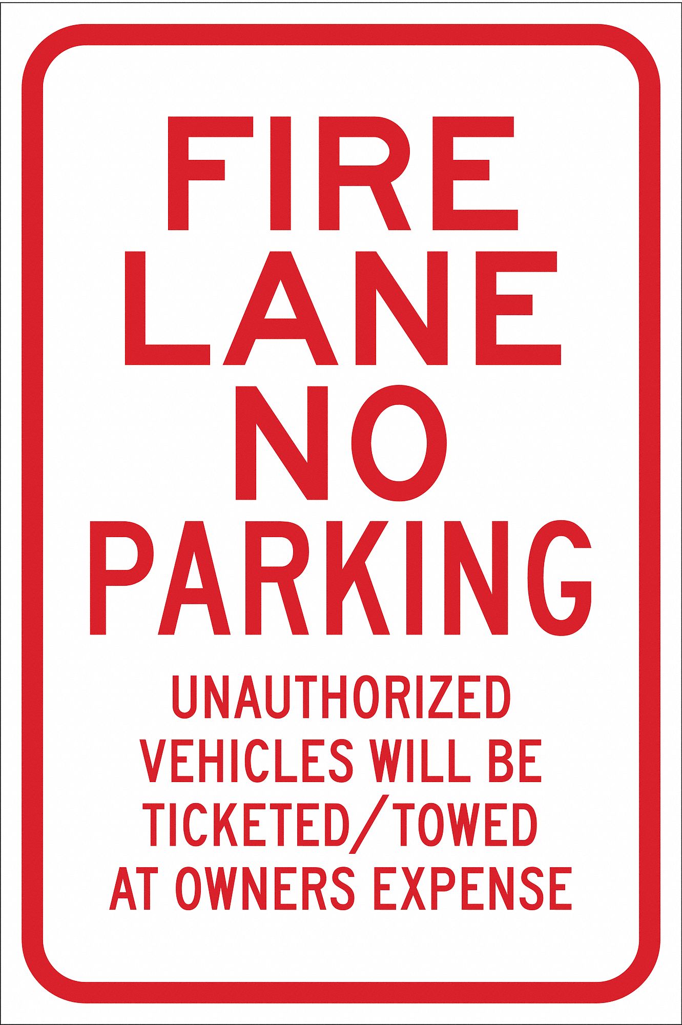 18 in x 12 in Nominal Sign Size, Aluminum, Fire Lane Sign - 6GLZ6 ...