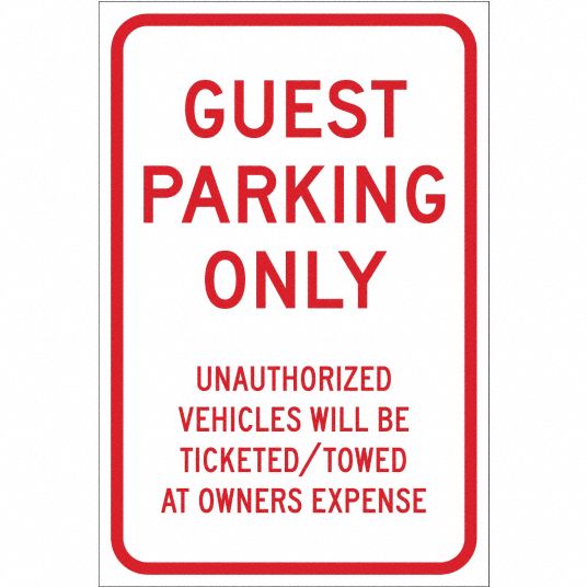 18 in x 12 in Nominal Sign Size, Aluminum, Parking Sign - 6GMH9|115617 ...