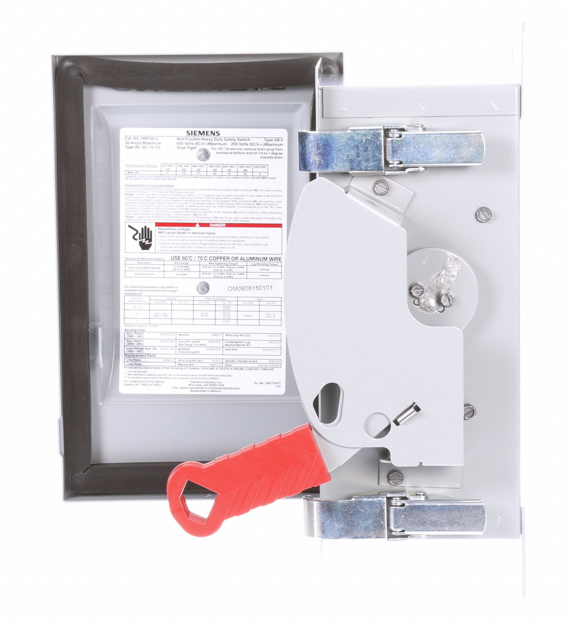 SIEMENS Safety Switch, Nonfusible, Heavy, 600V AC Voltage, Three Phase ...