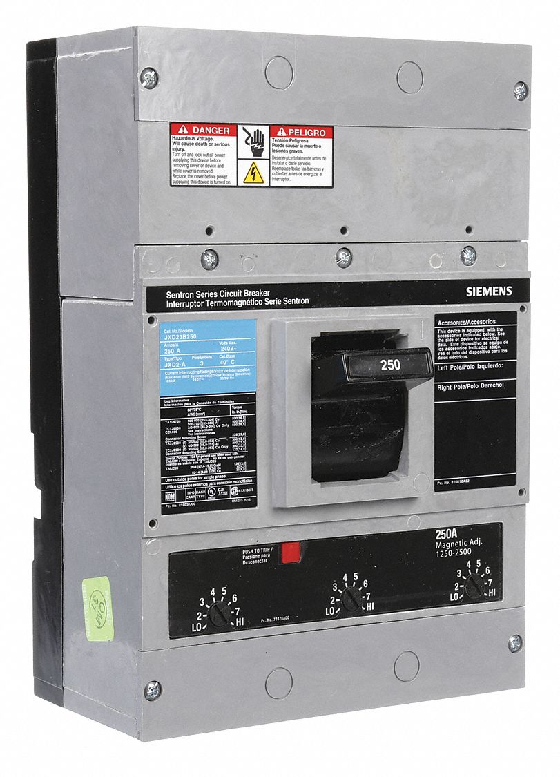 SIEMENS, 250 A Amps, 65kA at 240V AC, Molded Case Circuit Breaker - 6GNG6|JXD23B250 - Grainger