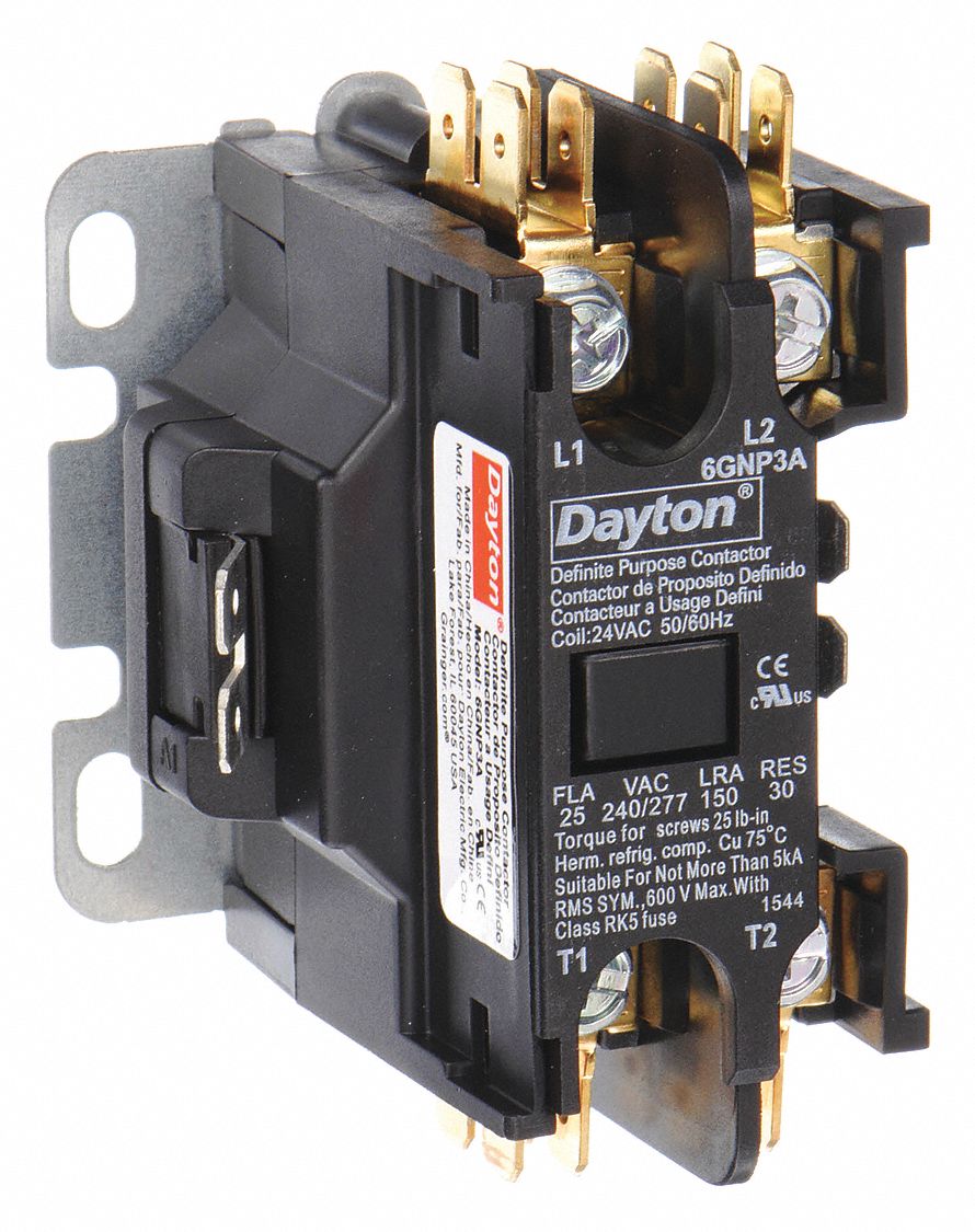 DAYTON, 1 + N Poles, 24V AC, Definite Purpose Magnetic Contactor ...