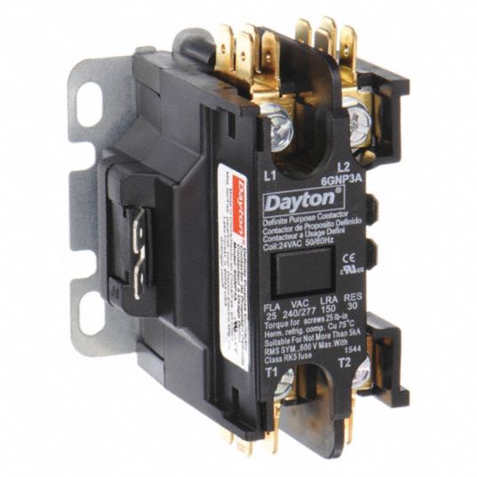 DAYTON, 1 + N Poles, 24V AC, Definite Purpose Magnetic Contactor ...