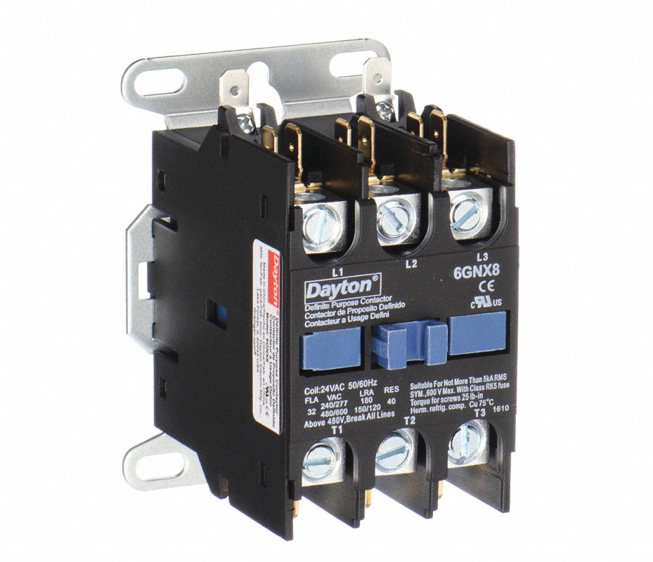 DAYTON Contactor, 24VCA, Número de Polos 3, Reversible: No, Amperaje de ...