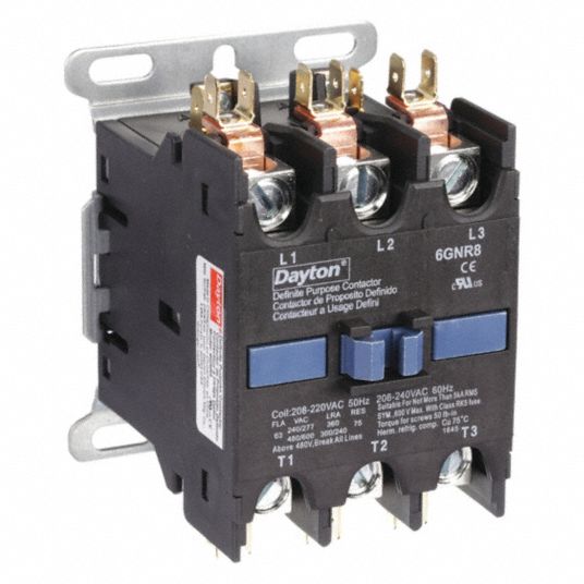 DAYTON, 3 Poles, 208-240V AC, Definite Purpose Magnetic Contactor ...
