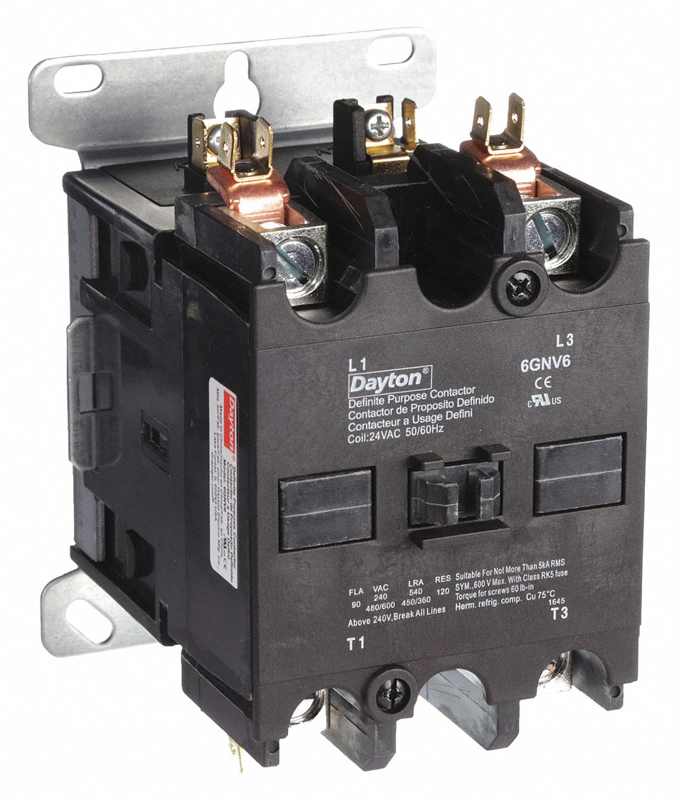 DAYTON, 2 Poles, 24V AC, Definite Purpose Magnetic Contactor - 6GNV6 ...