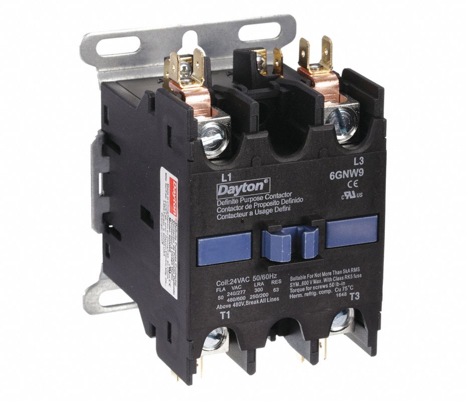 DAYTON Contactor, 24VCA, Número de Polos 2, Reversible: No, Amperaje de ...