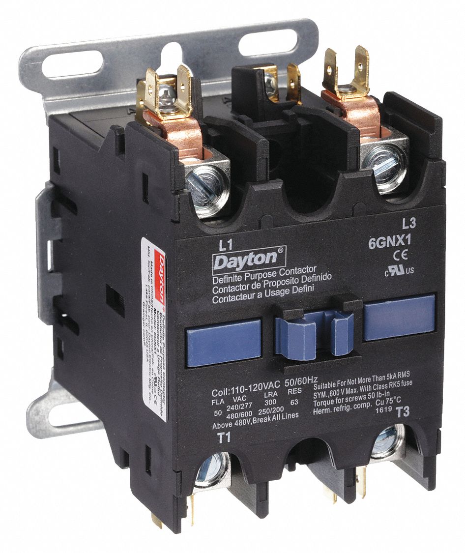 DAYTON Contactor, 120VCA, Número de Polos 2, Reversible: No, Amperaje ...