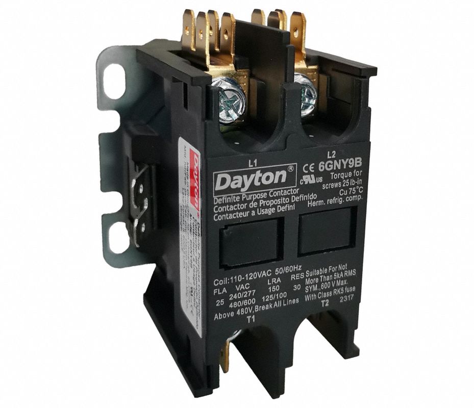 DAYTON Contactor Compacto, 120VCA, Número de Polos 2, Reversible: No ...