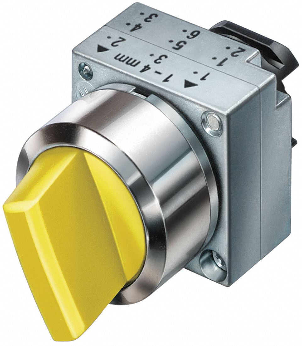SIEMENS, 22 mm Panel Mount Size, 2 Positions, Long-Handled Selector ...