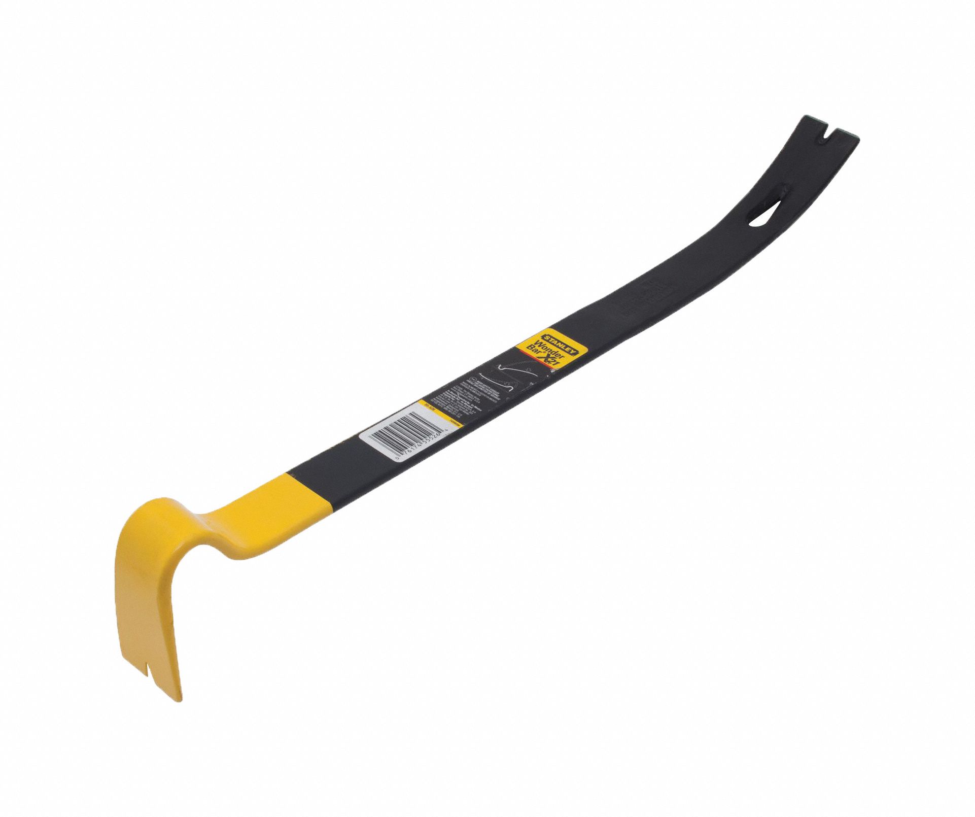 STANLEY Flat Pry Bar: Claw End, 21 in Overall Lg, 1 3/4 in Bar Wd, 1 3/ ...