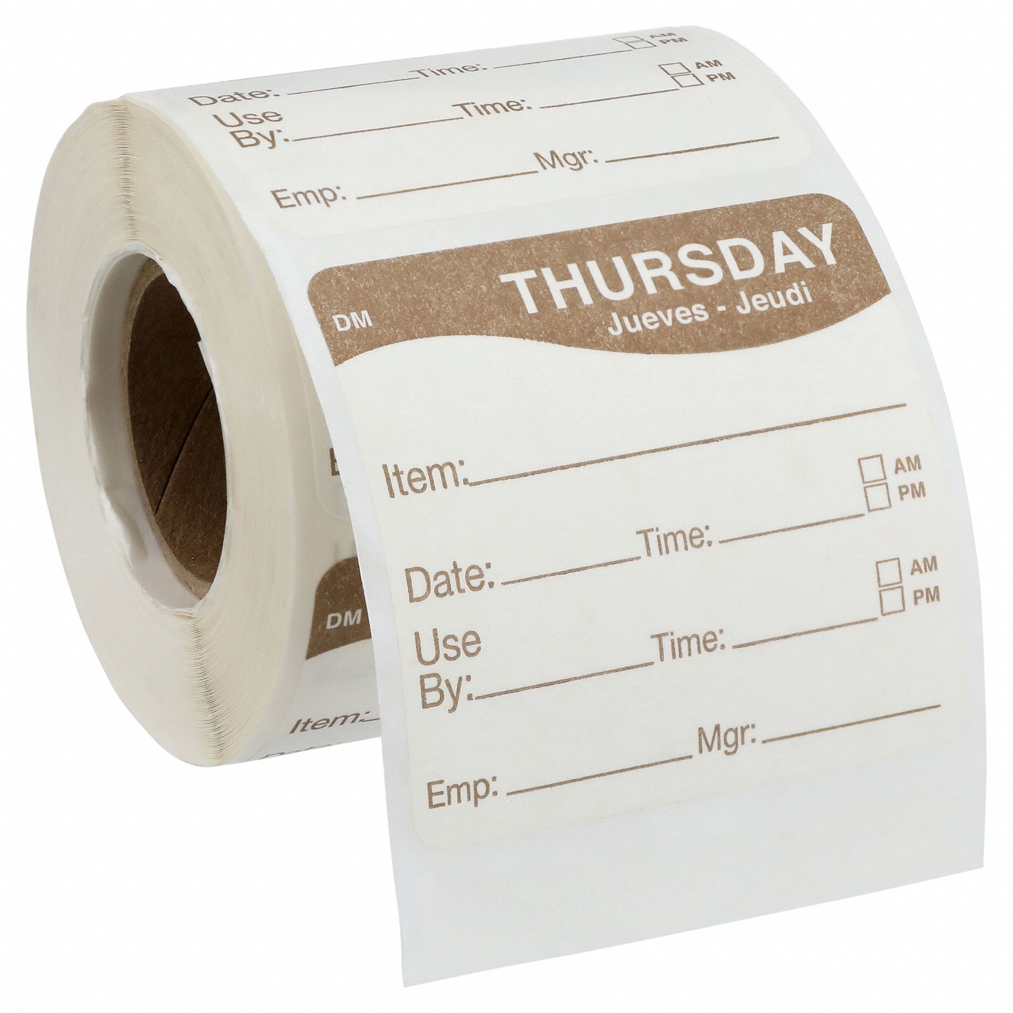 DAYMARK, Brown, Thursday, Day of the Week Label - 6GUP7|1100534 - Grainger