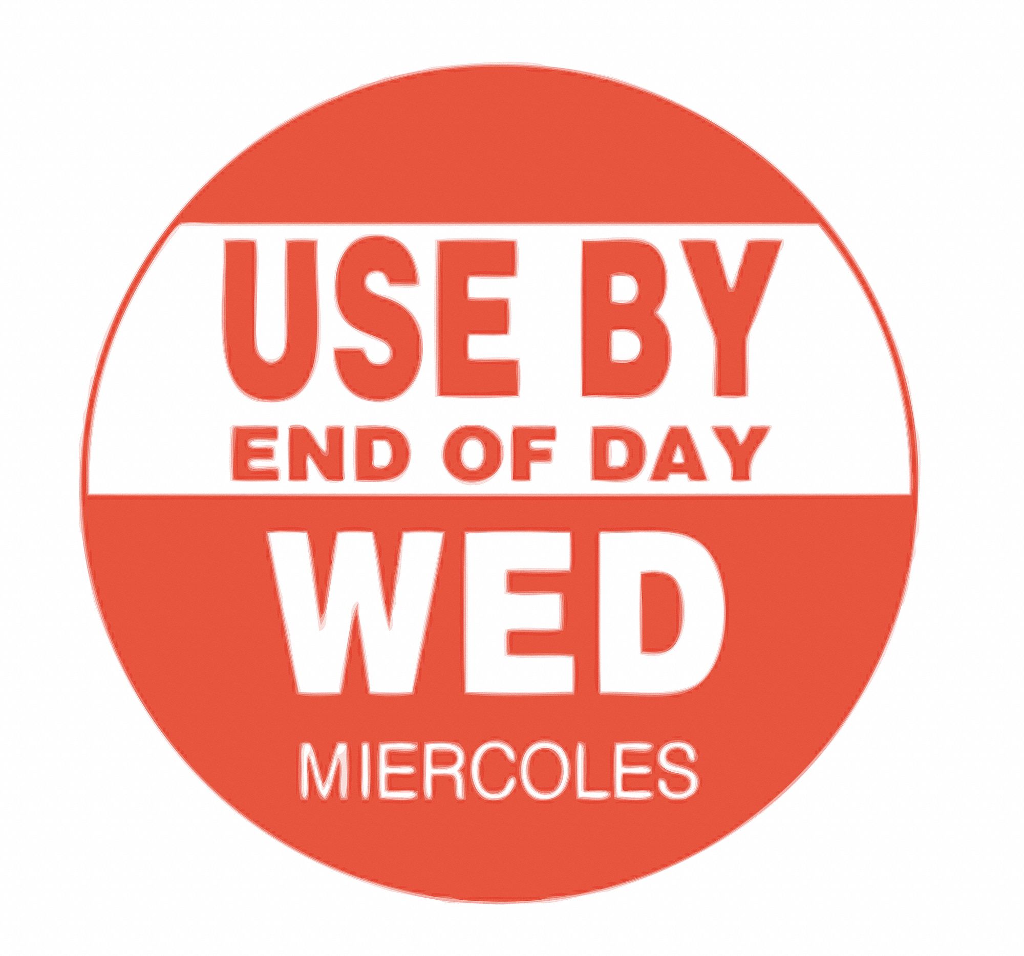 Removable Day Label, Paper, Circle, Width 3/4 in, Height 3/4 in, 4000 ...