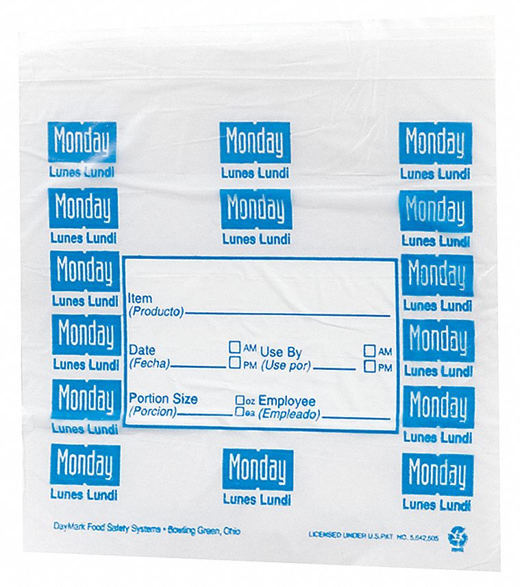 DAYMARK Portion Bag: Flip Top, Portion Bag, 6 1/2 in Dp, 6 1/2 in Wd, 7 ...