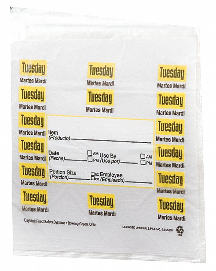 DAYMARK Portion Bag: Flip Top, Portion Bag, 6 1/2 in Dp, 6 1/2 in Wd, 7 ...