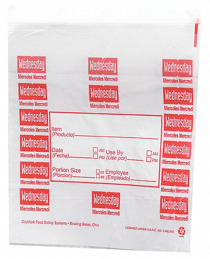 DAYMARK Portion Bag: Flip Top, Portion Bag, 6 1/2 in Dp, 6 1/2 in Wd, 7 ...