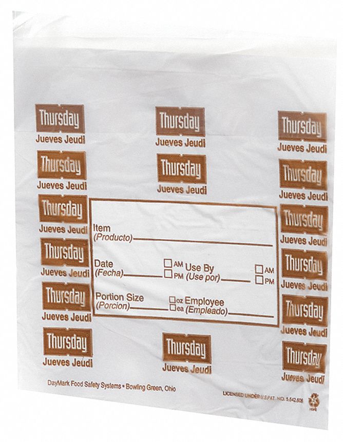 DAYMARK Portion Bag: Flip Top, Portion Bag, 6 1/2 in Dp, 6 1/2 in Wd, 7 ...