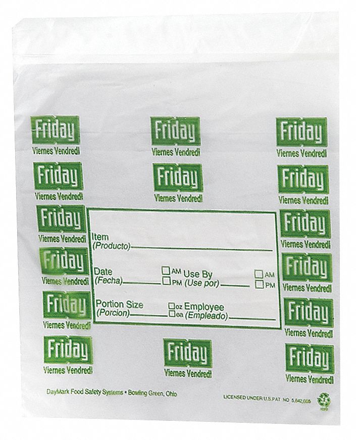 DAYMARK Portion Bag: Flip Top, Portion Bag, 6 1/2 in Dp, 6 1/2 in Wd, 7 ...
