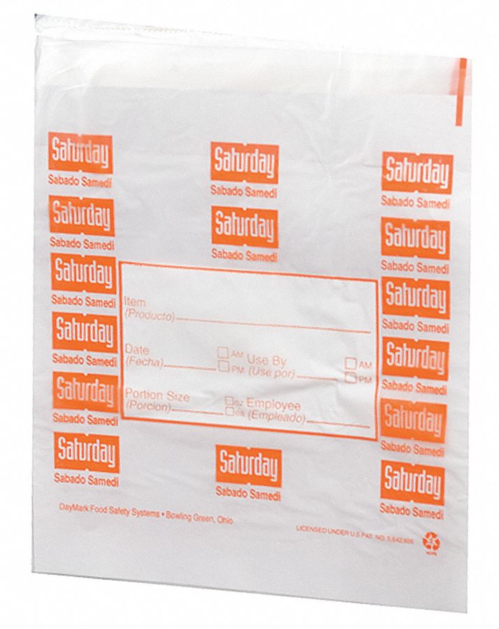 DAYMARK Portion Bag: Flip Top, Portion Bag, 6 1/2 in Dp, 6 1/2 in Wd, 7 ...