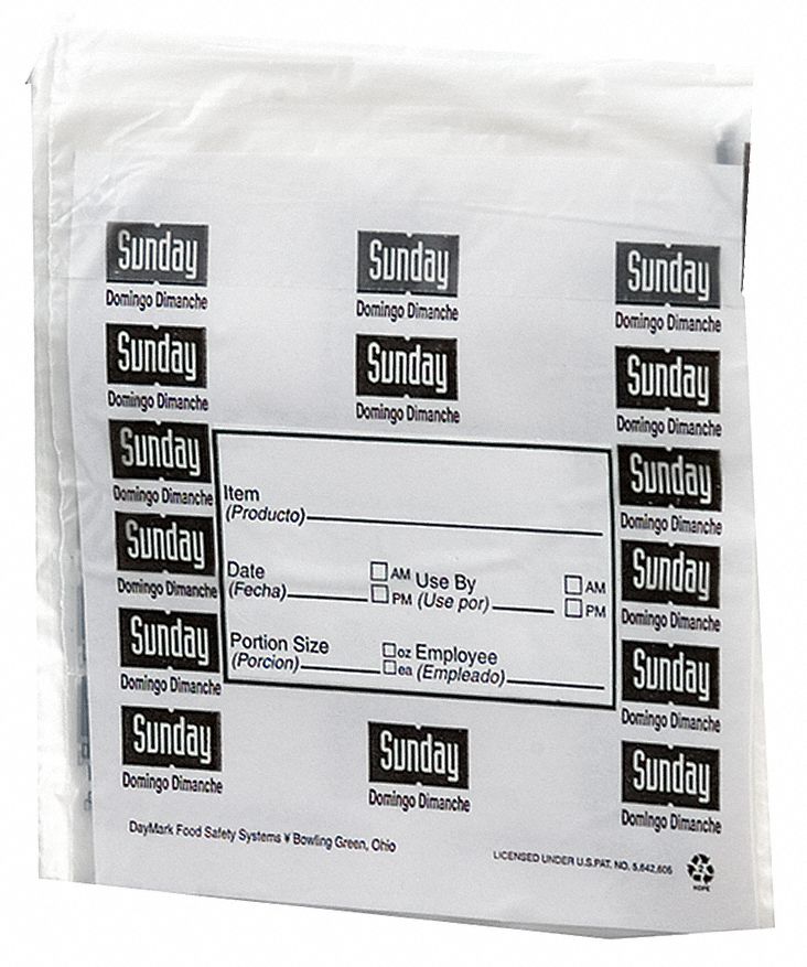 DAYMARK Portion Bag: Flip Top, Portion Bag, 6 1/2 in Dp, 6 1/2 in Wd, 7 ...