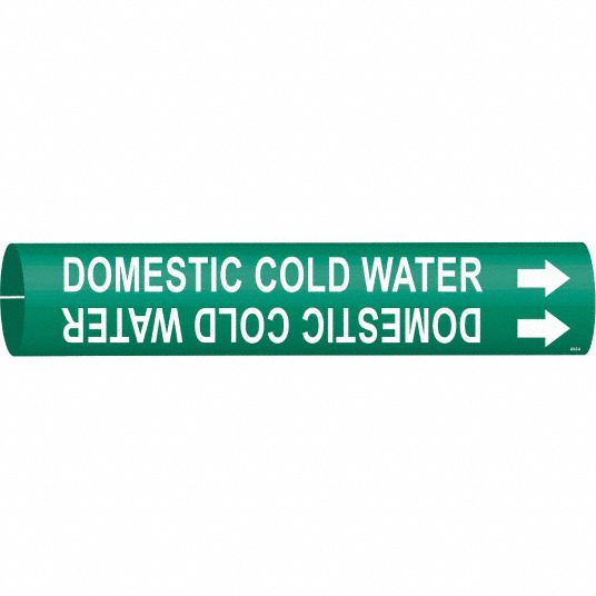 Domestic Cold Water, Green, Pipe Marker - 6H557|4048-A - Grainger