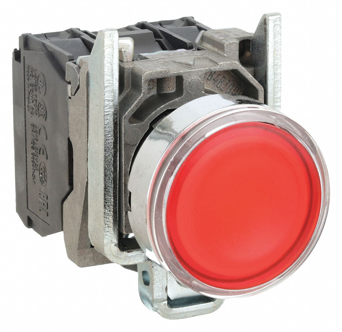 SCHNEIDER ELECTRIC, Illuminated, Flush Profile, Illuminated Push Button - 6HL15|XB4BW34B5 - Grainger
