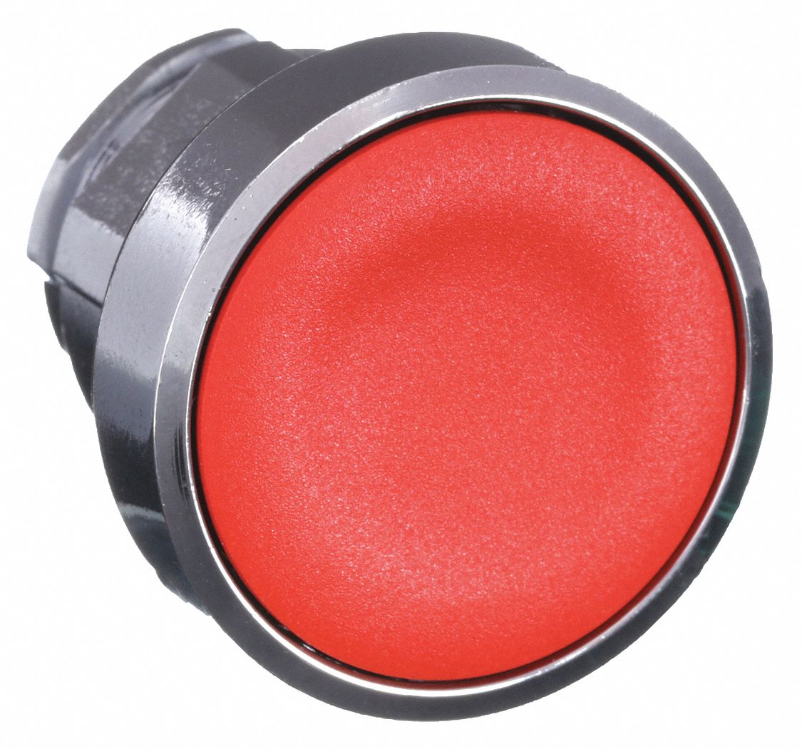 SCHNEIDER ELECTRIC, Red, 22 mm Mounting Size, Flush Push Button - 6HN03|ZB4BA4 - Grainger