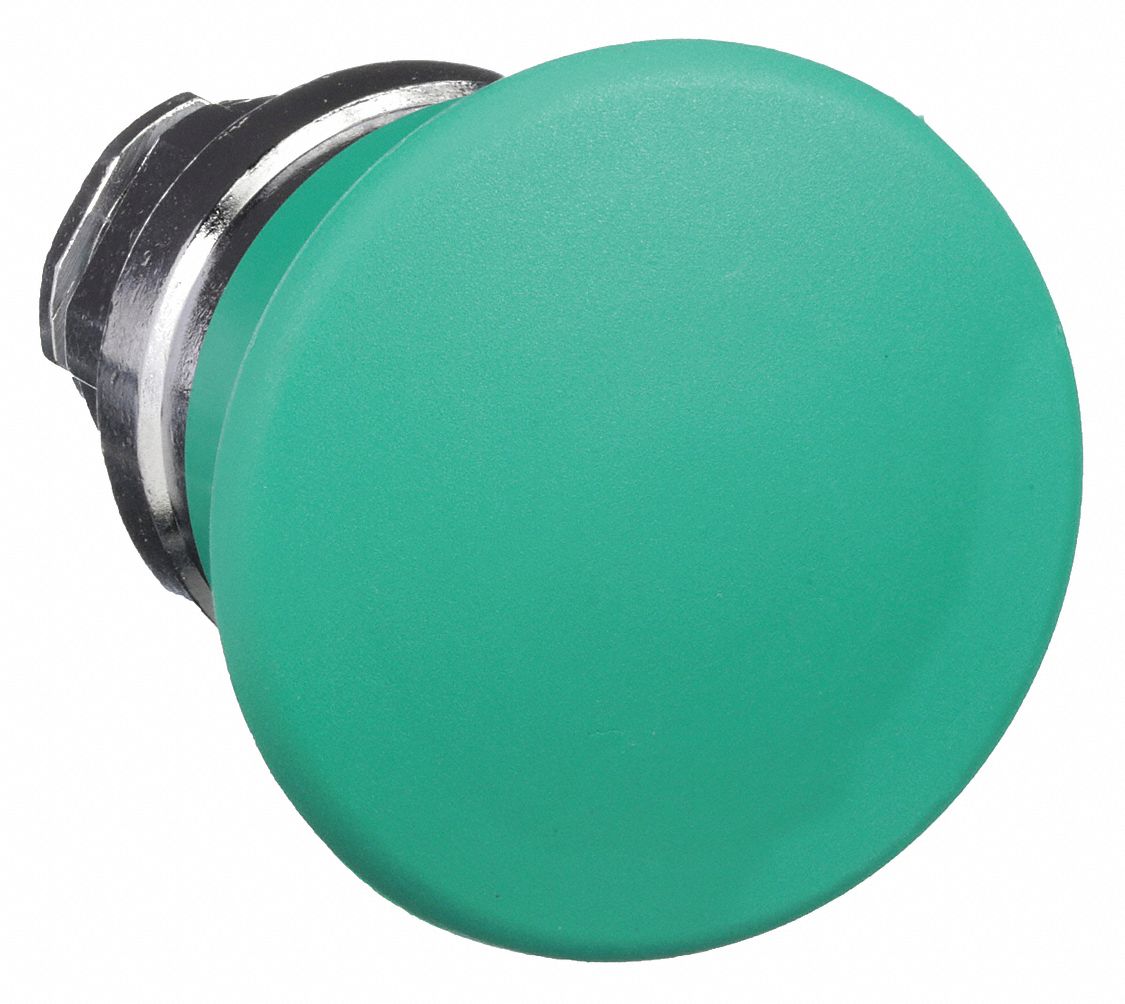 SCHNEIDER ELECTRIC, Green, 22 mm Mounting Size, Mushroom Head Push ...