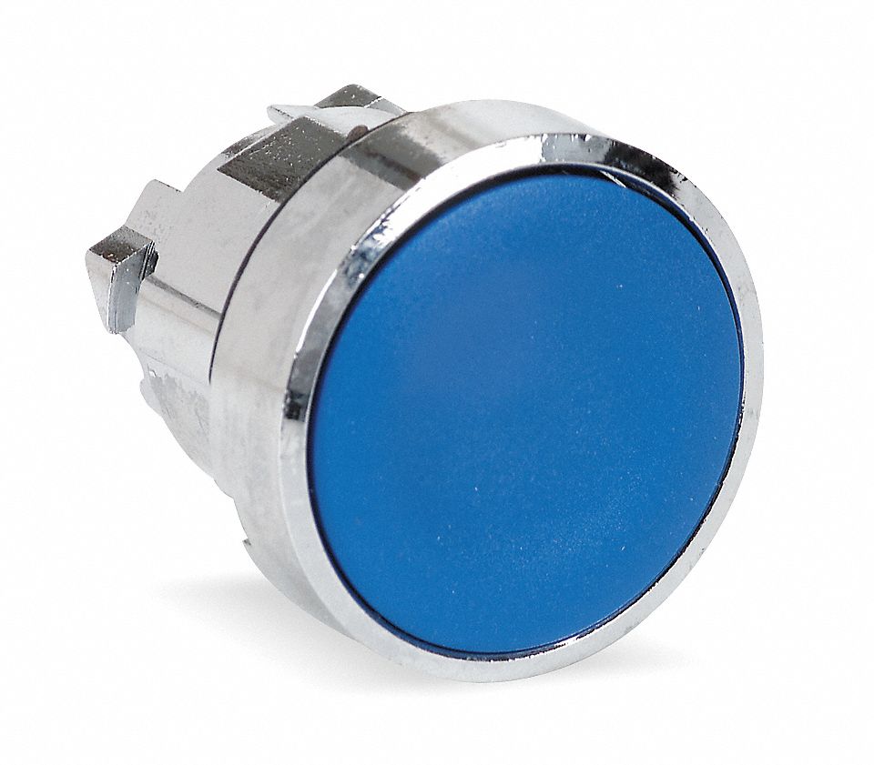 SCHNEIDER ELECTRIC, Blue, 22 mm Mounting Size, Flush Push Button ...