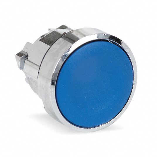 SCHNEIDER ELECTRIC, Blue, 22 mm Mounting Size, Flush Push Button - 6HN67|ZB4BH06 - Grainger