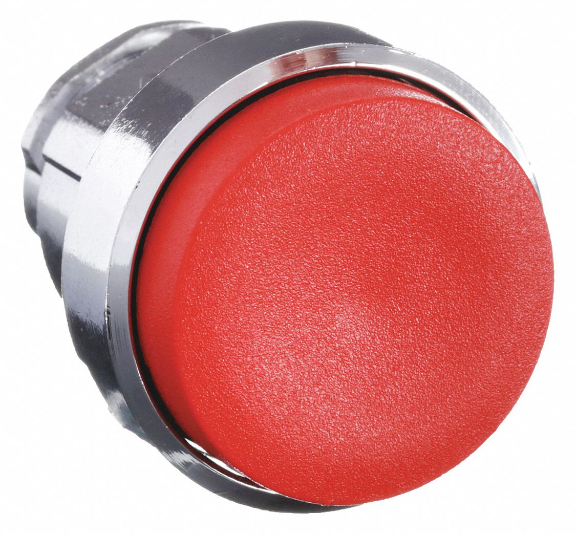SCHNEIDER ELECTRIC, Red, 22 mm Mounting Size, Extended Push Button - 6HP23|ZB4BL4 - Grainger