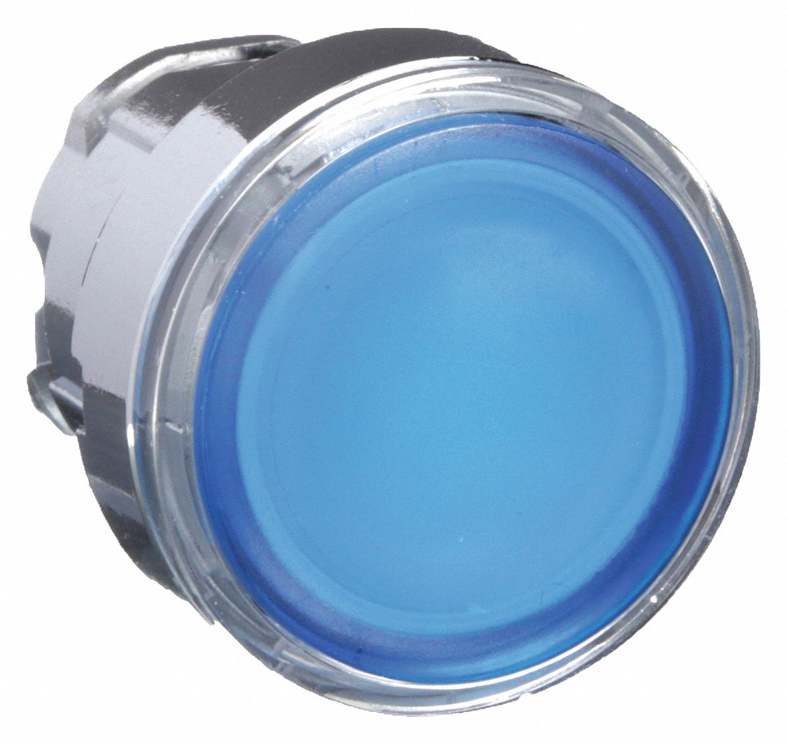 SCHNEIDER ELECTRIC, Blue, 22 mm Mounting Size, Flush Push Button ...