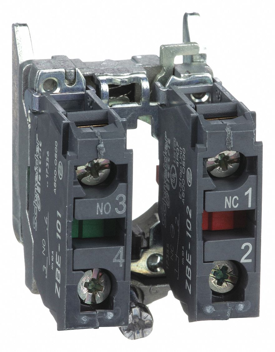 SCHNEIDER ELECTRIC Contact Block, 22 mm, 1NC/1NO Contact Form, 10A ...