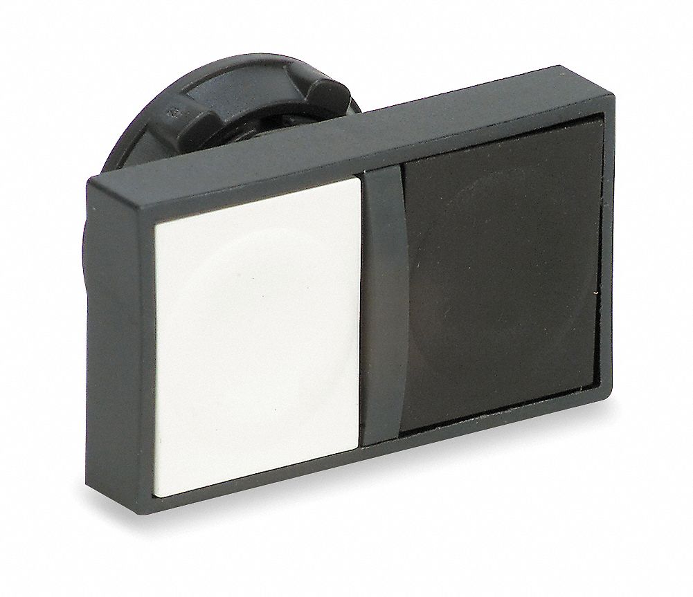 Push Button,White/Black,Plastic,22mm - Grainger