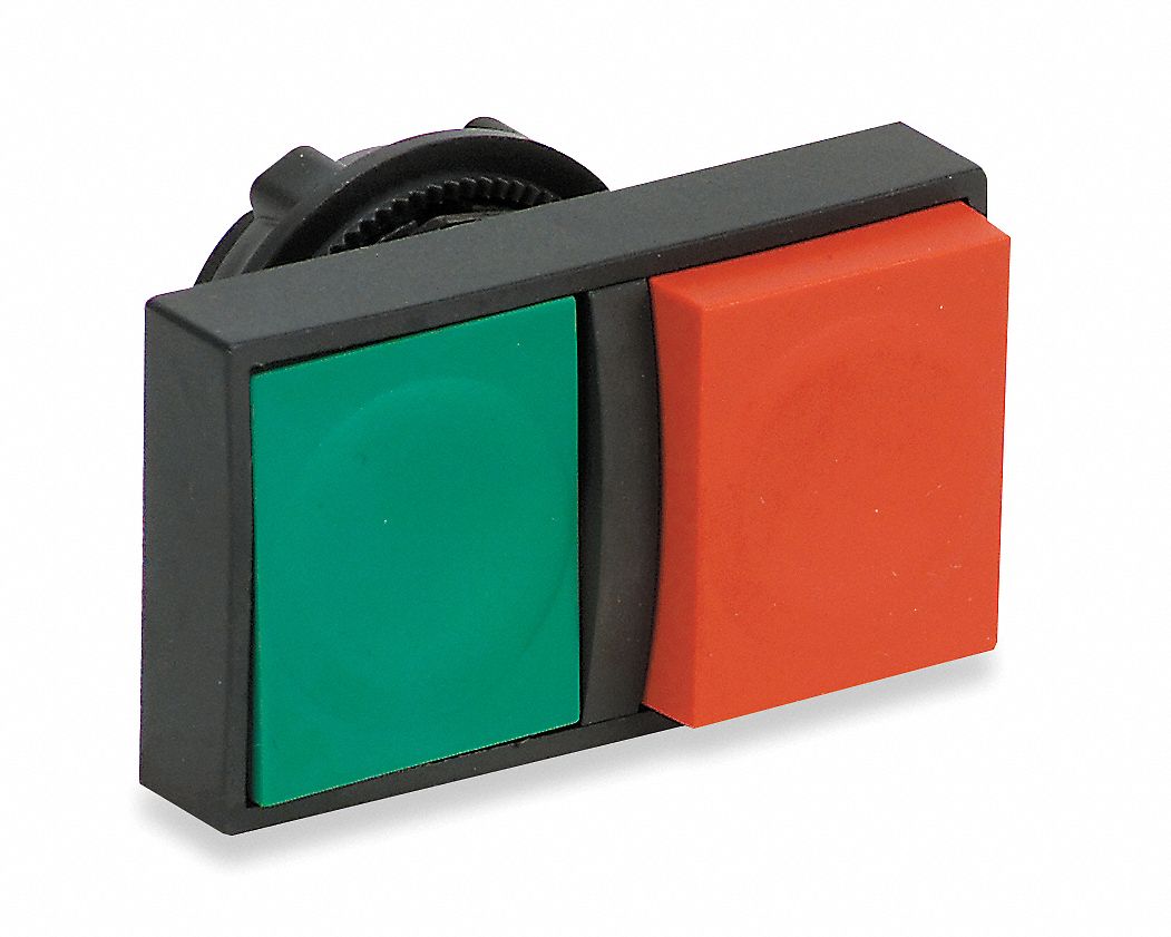 Push Button,Green/Red,Plastic,Flush,22mm - Grainger