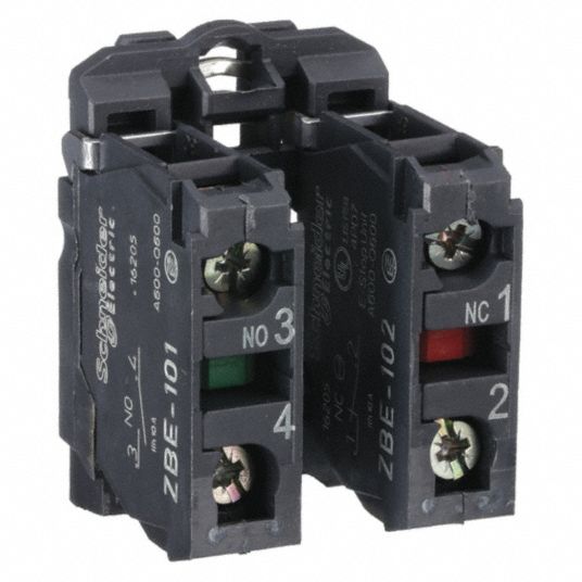 SCHNEIDER ELECTRIC, 22 mm Panel Mounting Size, 1NO/1NC, Contact Block ...