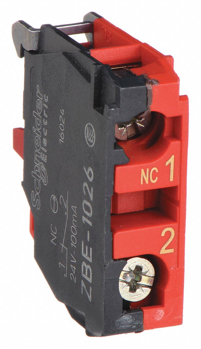 SCHNEIDER ELECTRIC, 22 mm Panel Mounting Size, 1NC, Contact Block ...