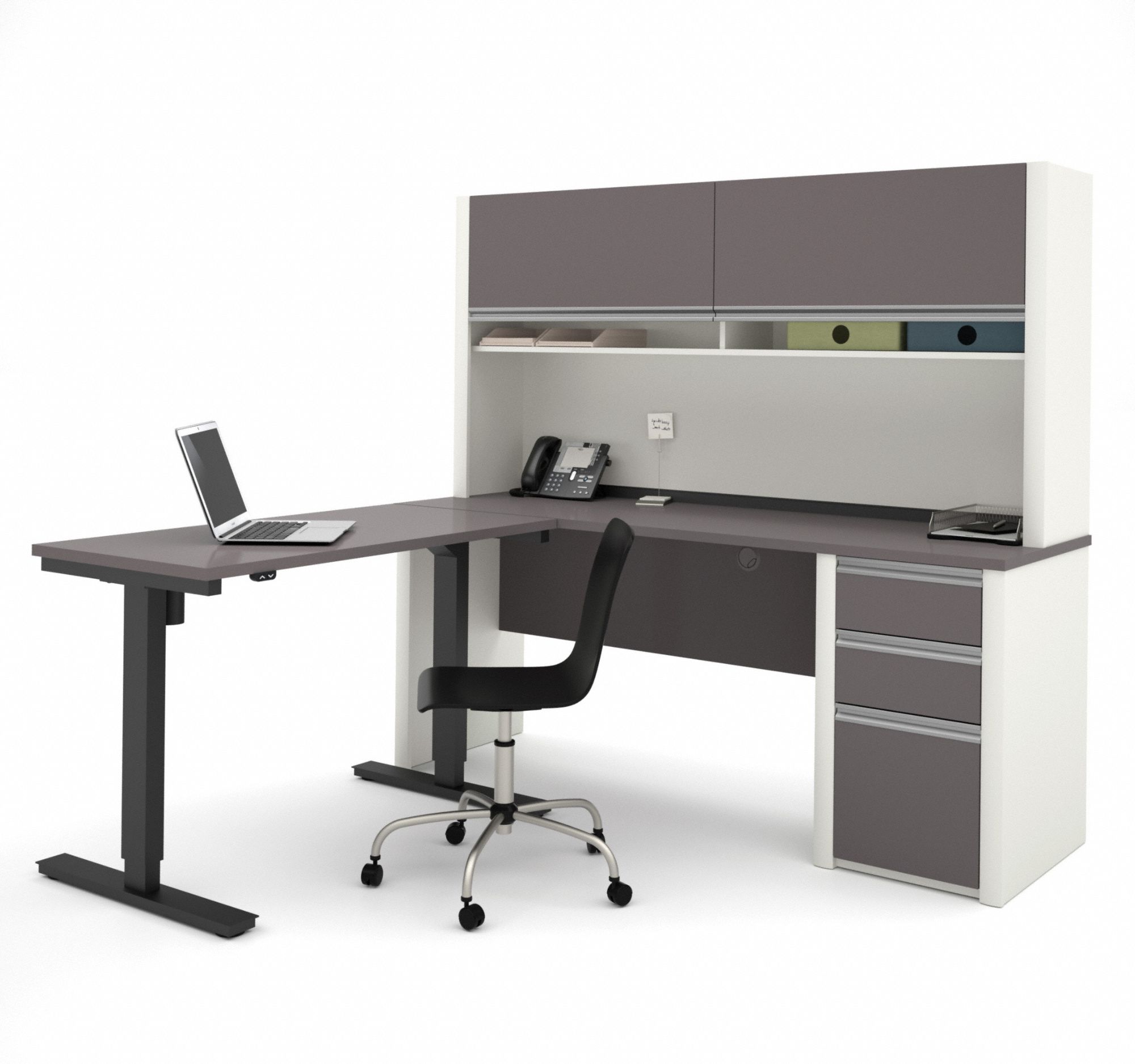 BESTAR, Slate, 71 1/8 in Overall Wd, Office Furniture Kit with Fixed ...