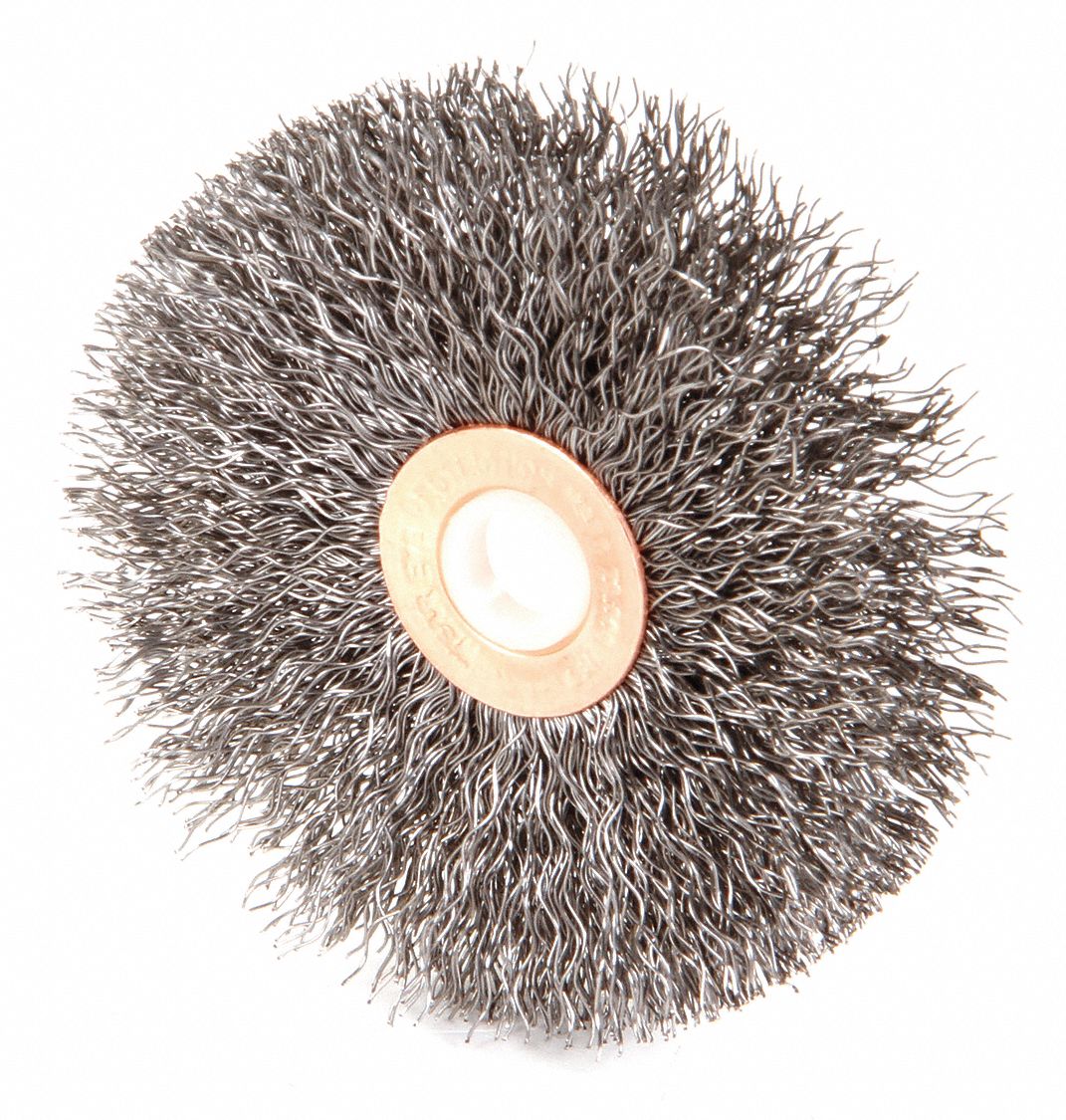 WEILER 3 in Crimped Wire Wheel Brush, Arbor Hole Mounting, 0.012 in ...