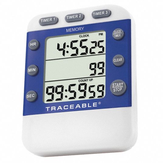 TRACEABLE, Memory Recall/Versatile Triple-Display Timer, 1/2 in x 3 1/4 ...